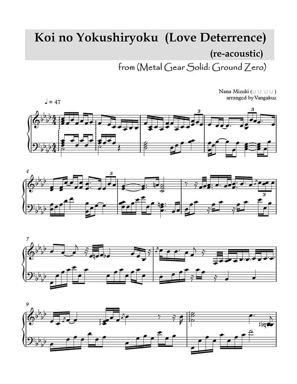 Love deterrence ~ Koi no Yokushiryoku (re-acoustic) [sheet music ...